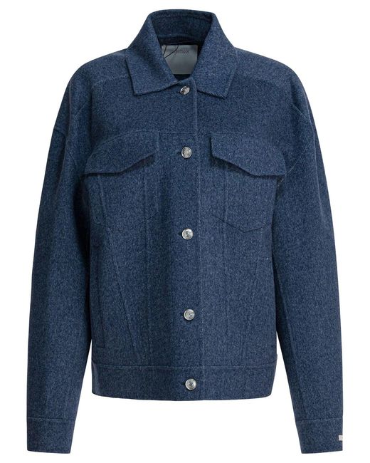 Max Mara Wool Overshirt Jacket Jackets And Coats in Blue | Lyst UK