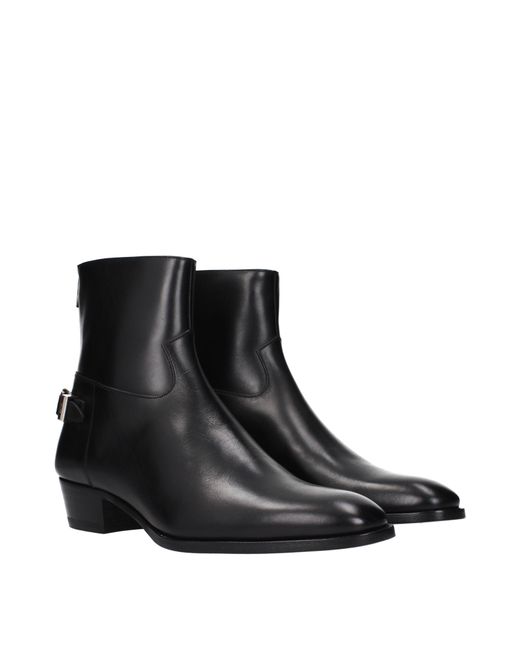 Celine Boots Leather in Black | Lyst UK