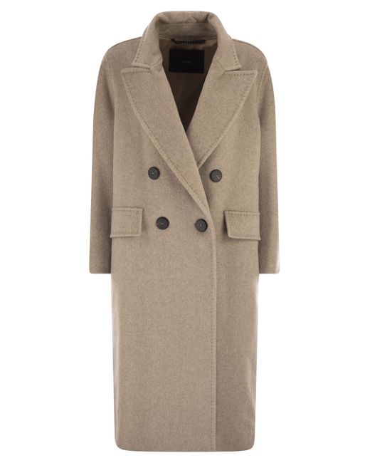 Max Mara Angus Oversized Coat in Natural | Lyst UK