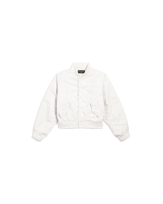 Balenciaga Loop Sports Icon Shrunk Varsity Jacket in White | Lyst