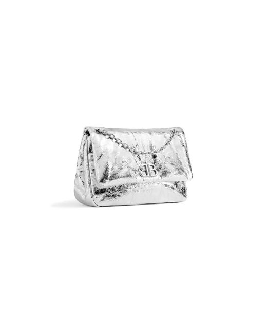 Balenciaga Monaco Mini Bag Metallized in White | Lyst