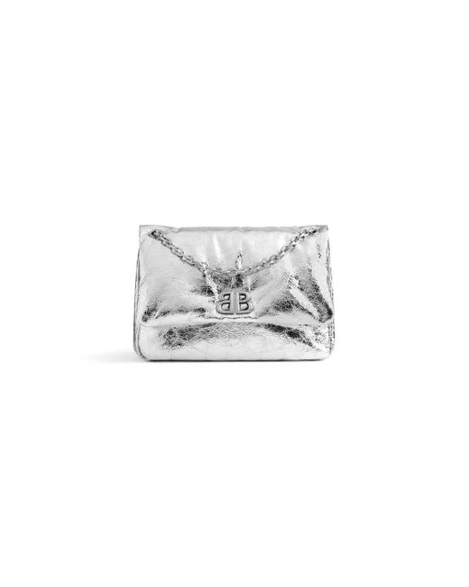 Balenciaga Monaco Mini Bag Metallized in White | Lyst