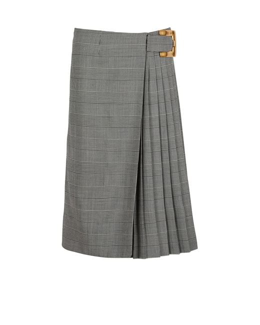 Balmain Midi Skirt With Prince Of Wales Check in Grey | Lyst UK