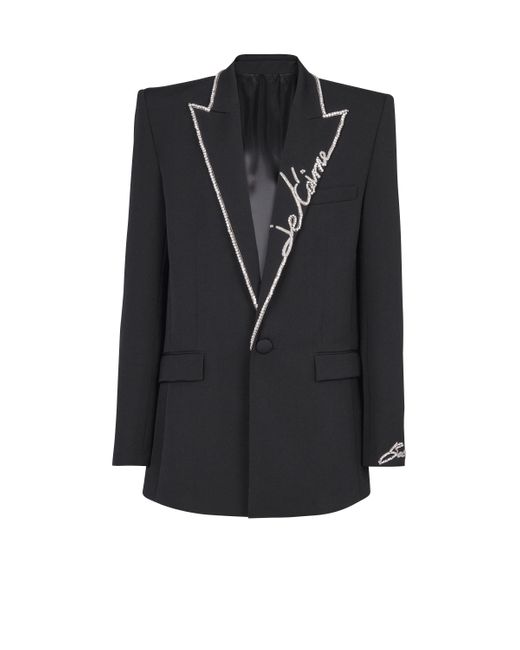 Balmain 1-Button Jacket With Embroidered "Love Letter" Collar in Black ...