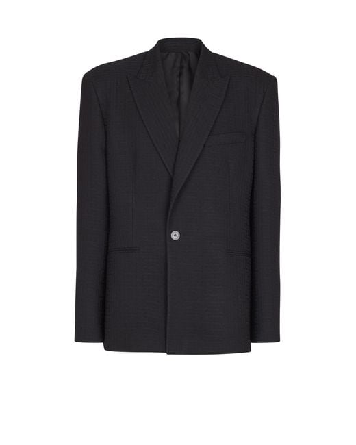 Balmain Monogram Grain De Poudre 1-Button Jacket in Blue for Men | Lyst UK