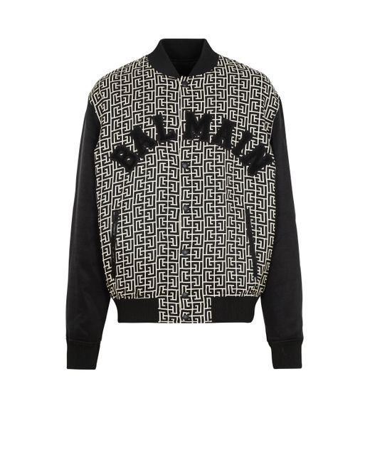 Balmain Varsity Monogrammed Jacket With Patches in Black for Men | Lyst