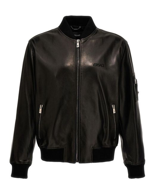Versace Bomber Jacket With Logo in Black for Men | Lyst