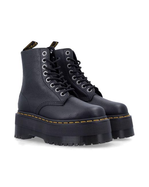 Dr. Martens Pascal Max Leather Combat Boots in Blue | Lyst