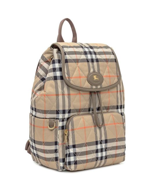 Burberry Vintage Check Quilted Backpack in Natural | Lyst
