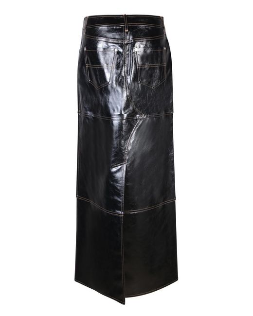 Stand Studio Long Split Faux Leather Skirt in Black | Lyst Stand Studio Long Split Faux Leather Skirt in Black | Lyst