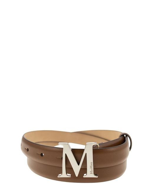 Max Mara Mclassic20 - Monogram Leather Belt in Brown | Lyst