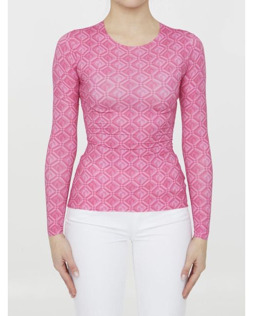 Marine Serre Moon Diamant Second Skin Top In Pink Lyst