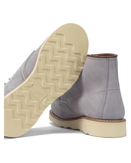 Red Wing "6' Moc Toe 3300 Dusty Abilene" Lace-Up Ankle Boots in Grey ...