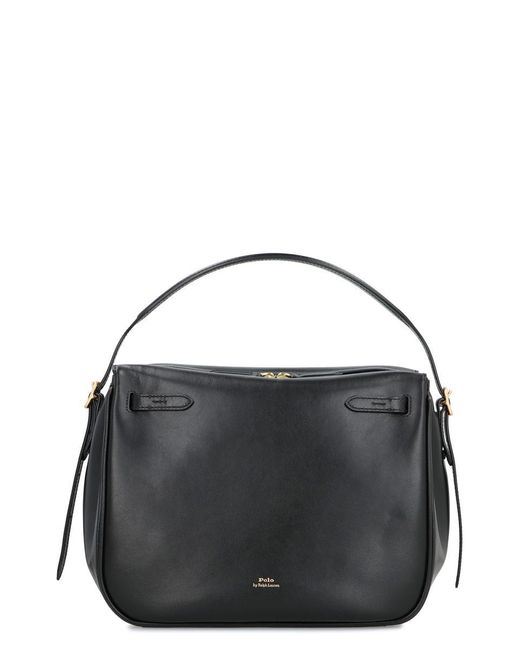 Polo Ralph Lauren Polo Id Leather Boston Bag in Black | Lyst UK