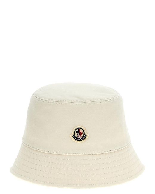 Moncler Logo Patch Bucket Hat in Natural | Lyst UK