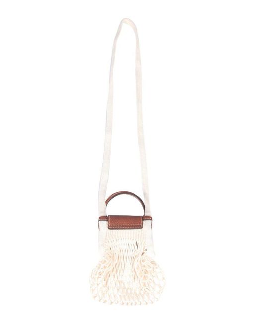 Longchamp Le Pliage Filet Mini Bag in White | Lyst