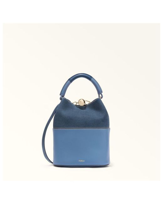 Furla Leather Bucket Bag in Blue | Lyst UK