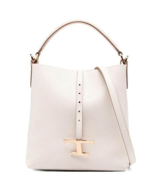 Tod's Timeless T Bucket Bags in Natural | Lyst