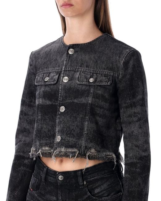 DIESEL Runway Cropped Denim Jacket in Black | Lyst UK