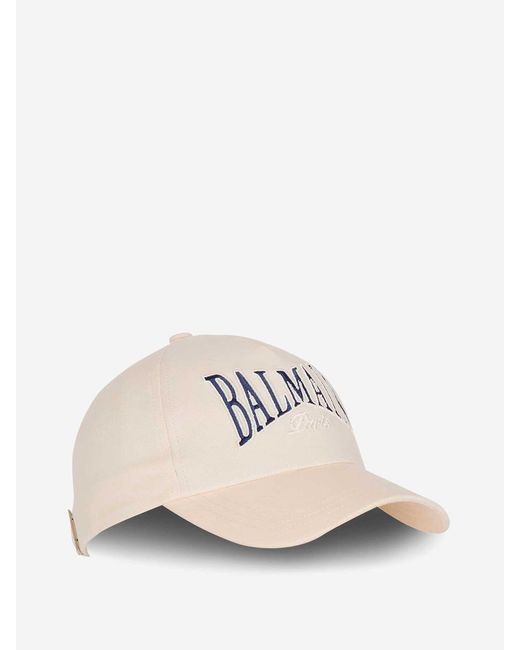 Balmain College Cotton Cap in White for Men | Lyst UK