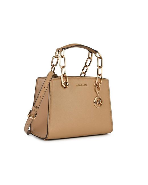 Michael Kors Small 'cynthia' Beige Leather Bag in Natural | Lyst