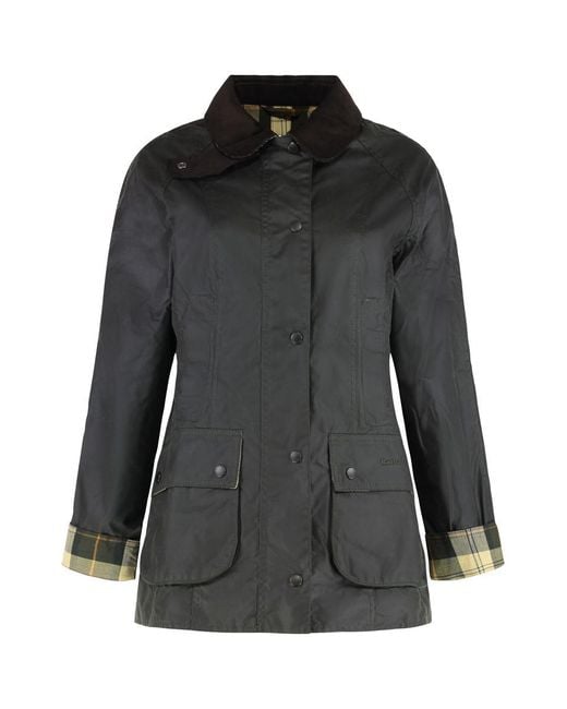 Barbour Beadnell Waxed Cotton Jacket in Black | Lyst