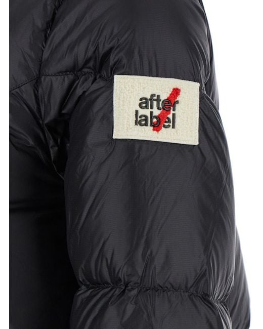 AFTER LABEL 'vienna' Black Hooded Down Jacket In Quilted Tech Fabric ...