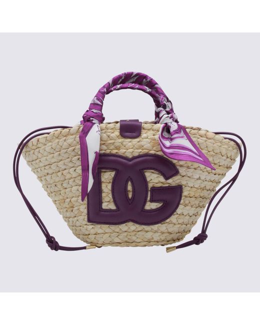 Dolce & Gabbana Raffia Satchel in Purple | Lyst UK