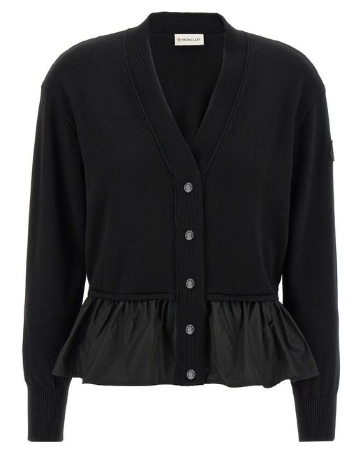 Moncler Peplos Cardigan in Black | Lyst