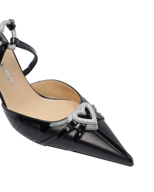 Mach & Mach Double Heart Heeled Slingback in Black | Lyst