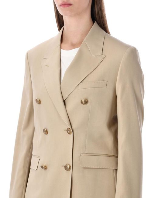 Golden Goose Sand Double-Breasted Blazer With Heraldic Buttons in ...