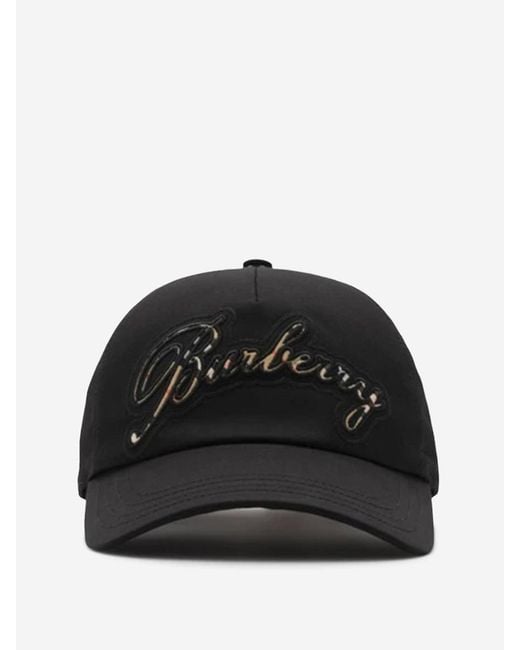 Burberry Logo Check Cap in Black for Men | Lyst UK
