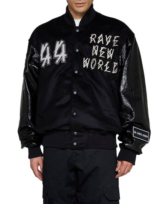 M44 LABEL GROUP Varsity Jacket With Faux Leather Sleeves And Logo Patch ...