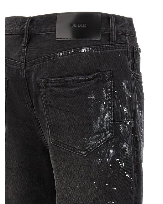 Purple Brand 'P011 Knee Slit Paint' Jeans in Black for Men | Lyst