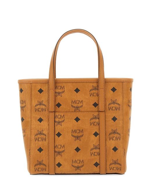 MCM Aren Mini Shopper Bag in Natural | Lyst
