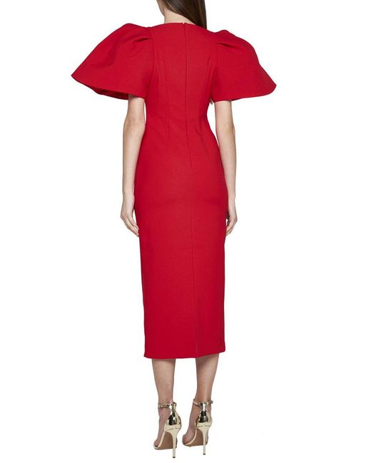 Solace London Lora Midi Dress in Red | Lyst