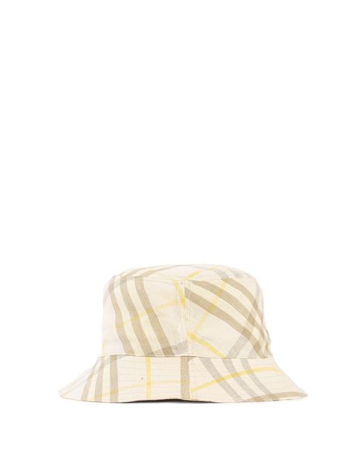 Burberry Linen Check Bucket Hat in Natural for Men | Lyst