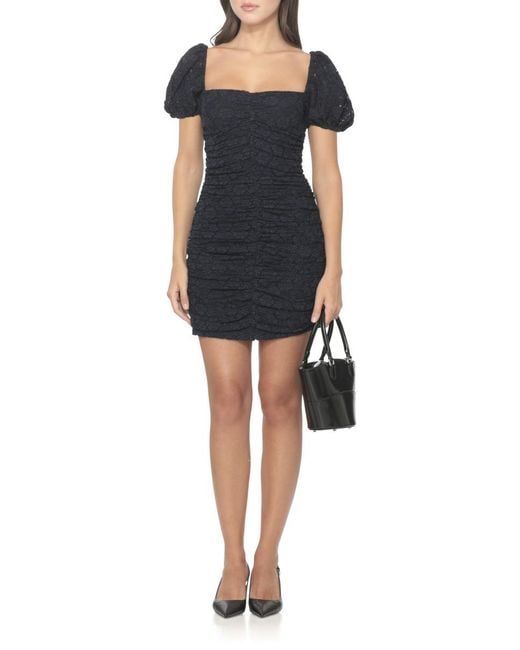 ROTATE BIRGER CHRISTENSEN Micro Lace Dress With Balloon Sleeves in Blue ...