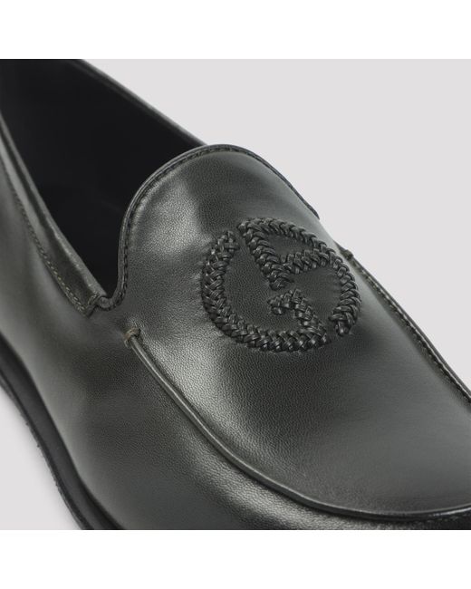 Giorgio Armani Minimalist Leather Loafers With Rubber Sole in Black for ...