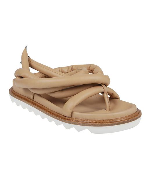 STUDIO AMELIA Leather Tubular Wrap Sandals in Natural | Lyst