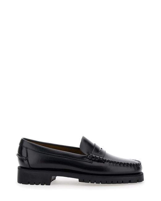 Sebago Black Slip-on Loafers With Lug Sole In Leather Woman | Lyst