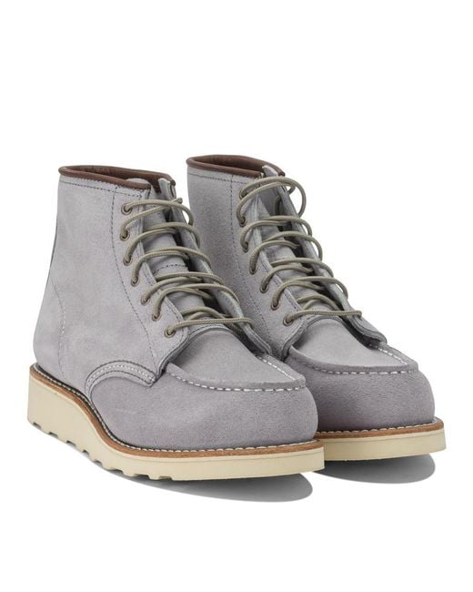 Red Wing "6' Moc Toe 3300 Dusty Abilene" Lace-Up Ankle Boots in Grey ...