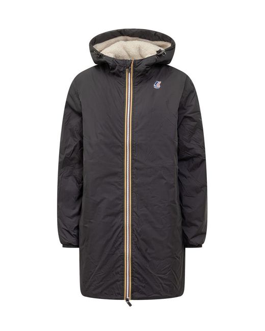 K-Way Long Parka With Synthetic Fur Lining in Blue | Lyst UK
