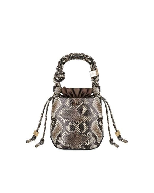 Ganni Bou Bucket Bag With Python Print in White | Lyst