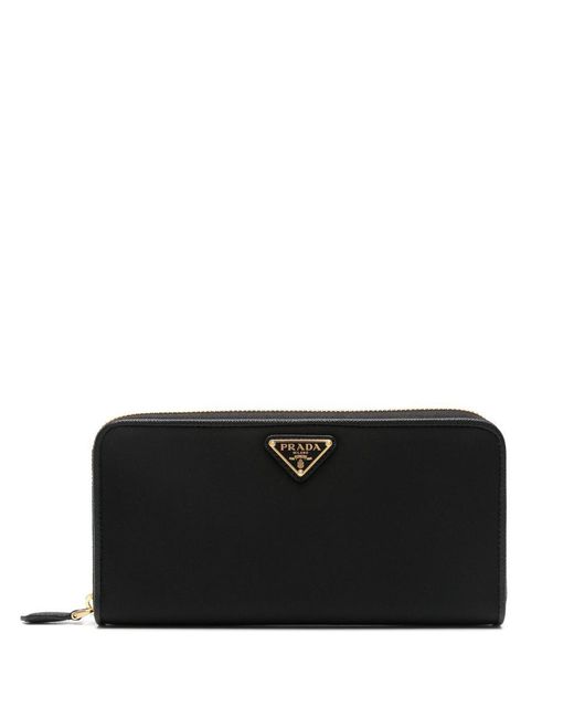 Prada Triangle-Logo Econyl Wallet in Black | Lyst