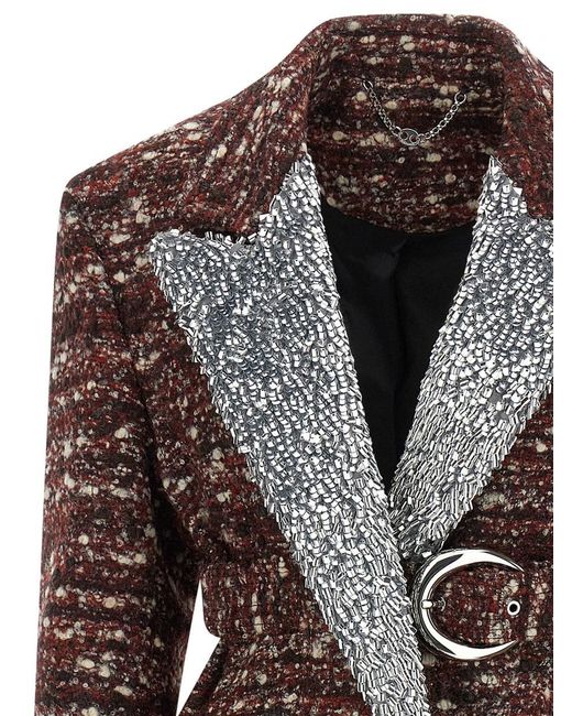 Rabanne Bouclé Wool Coat in Brown | Lyst UK