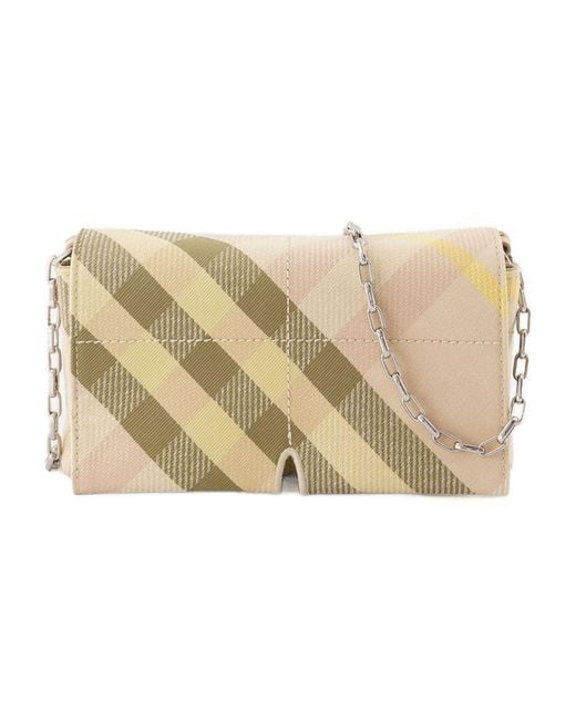 Burberry Snip Mini Wallet On Chain in Natural | Lyst