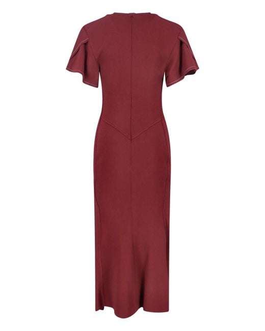 Victoria Beckham Eve Midi Dress in Red | Lyst UK