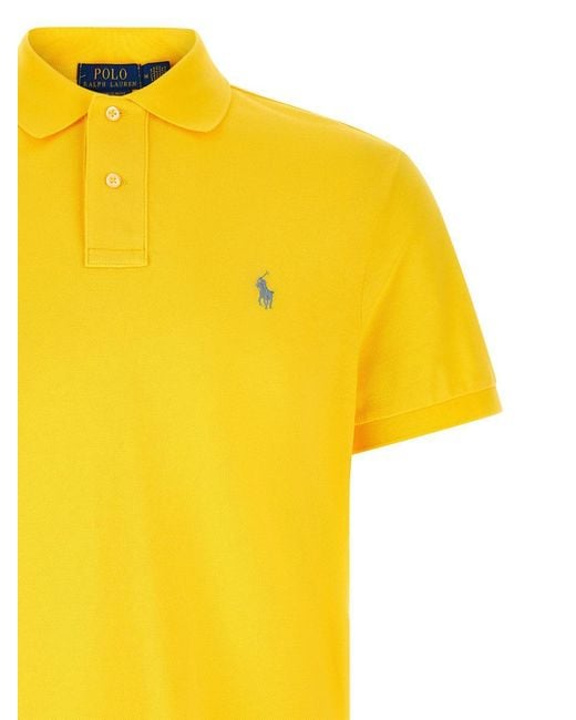 Polo Ralph Lauren Logo Embroidery Polo Shirt in Yellow for Men | Lyst UK