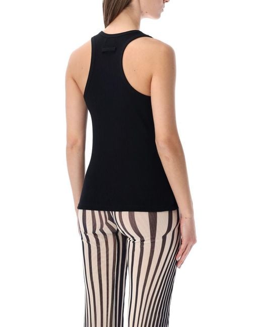 Jean Paul Gaultier Ribbed Buckle Tank Top in Black | Lyst UK